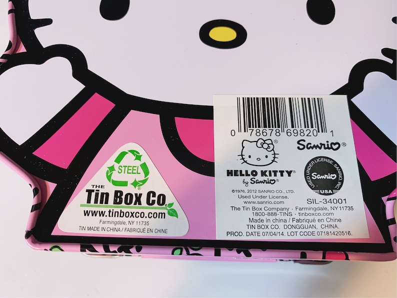 Hello Kitty Face Head Shape Tin Box, Latch Lock Purse, Lunch Box, With ...