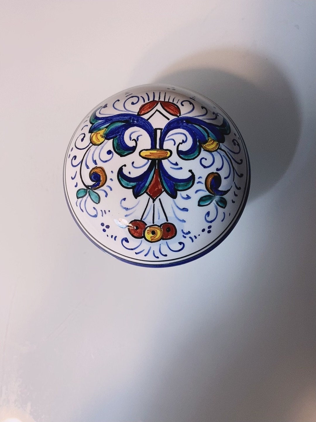 Deruta Italy Potterytrinket Box Hand Painted With Lid, 3.5 - Etsy