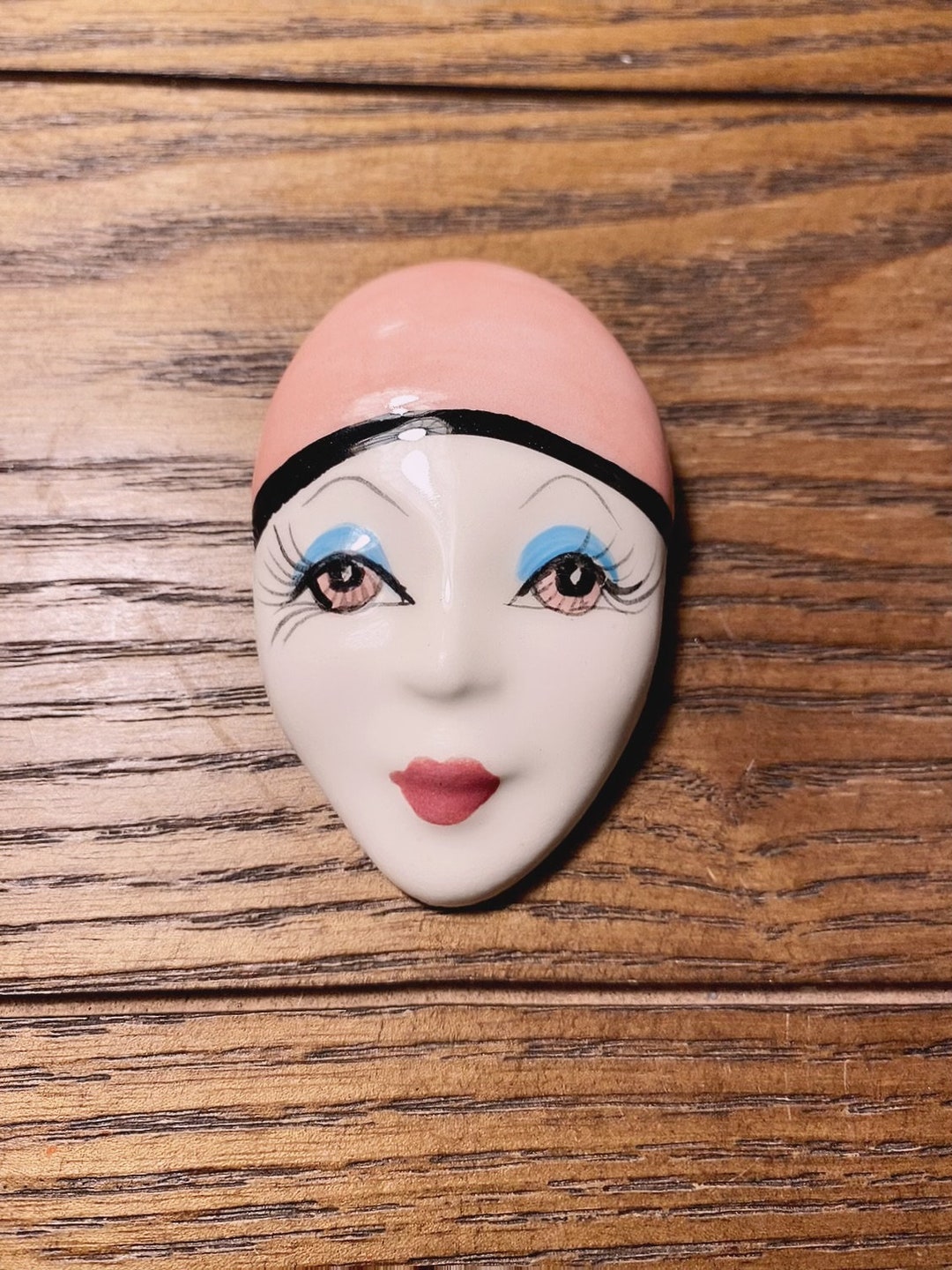 Art Deco Handmade Ceramic Flapper Lady Face Brooch Pin, Signed - Etsy