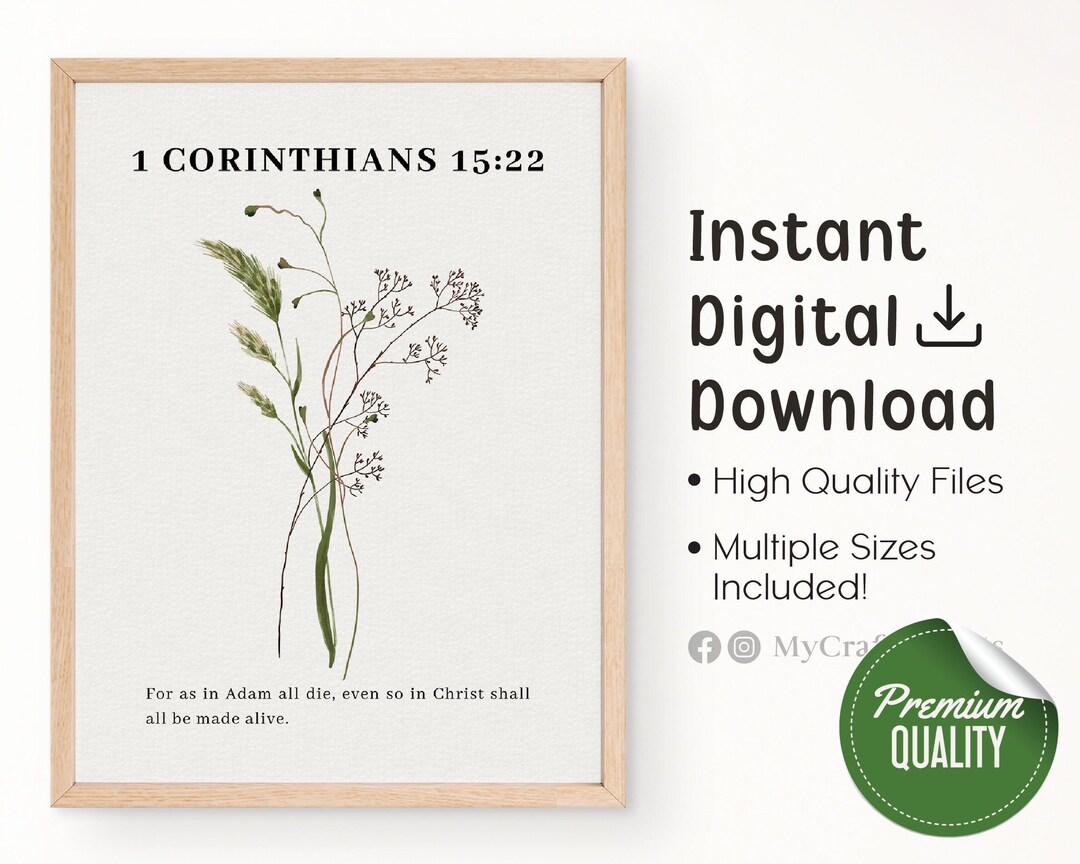 1 Corinthians 15:22 Inspirational Quotes Poster Flower Art - Etsy
