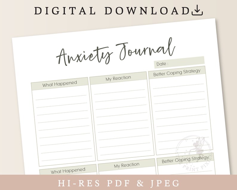 Anxiety Journal Printable, Stress Relief Planner, Anxiety Relief ...