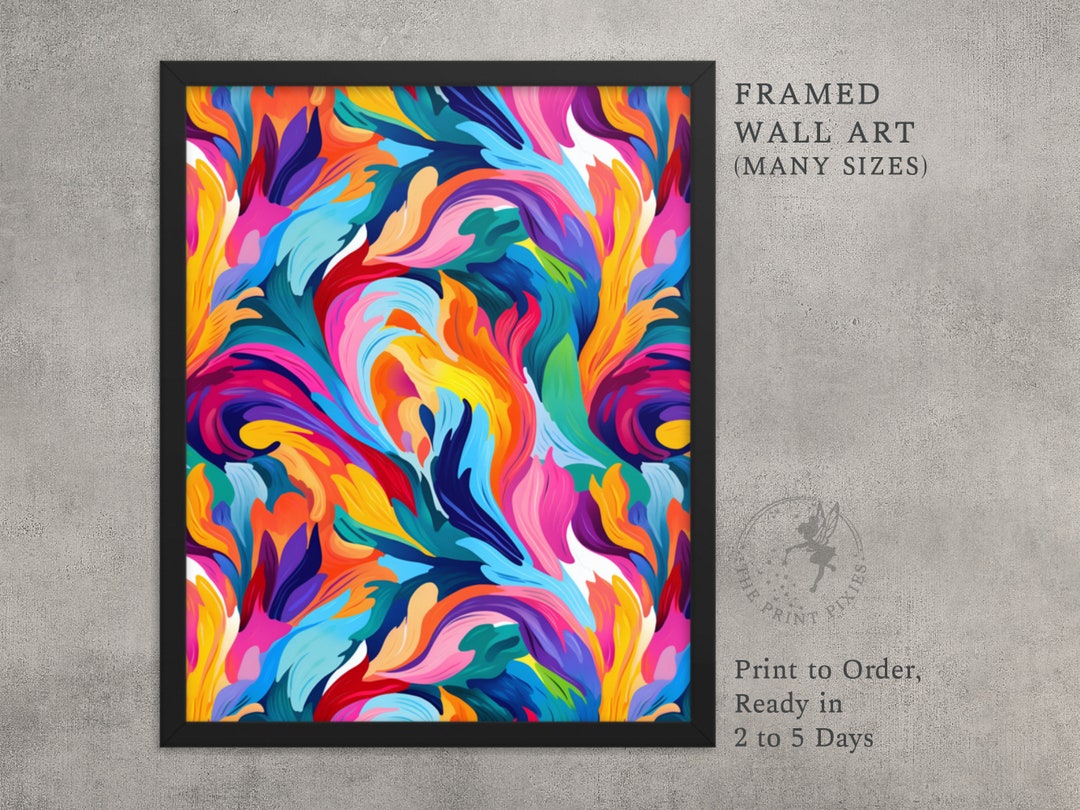 Colorful Abstract Wall Art Framed Wall Art With Frame Living - Etsy