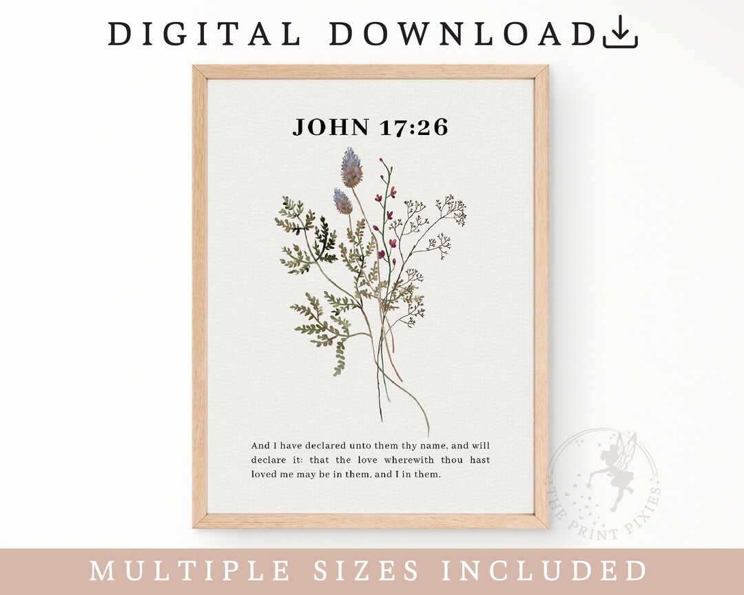 John 17:26, Bible Wall Art Printable, Scripture Printable Wall Art Set ...