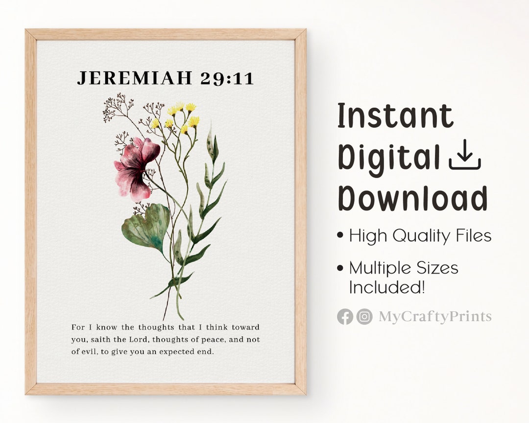 Jeremiah 29:11, Modern Christian Art Large, Quote Print Wall Art ...