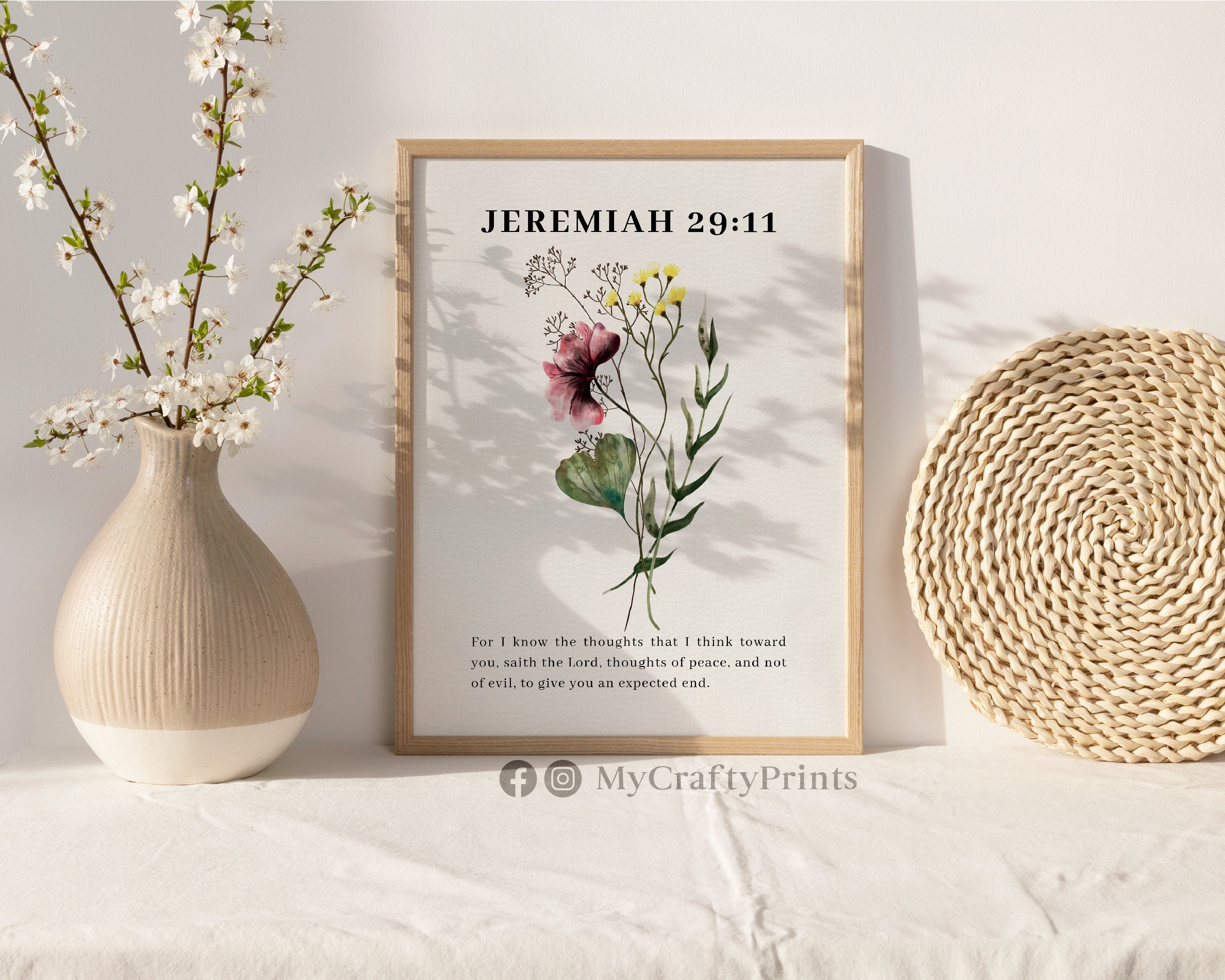 Jeremiah 29:11, Modern Christian Art Large, Quote Print Wall Art ...