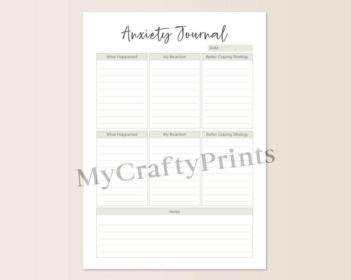 Anxiety Journal Printable, Stress Relief Planner, Anxiety Relief ...