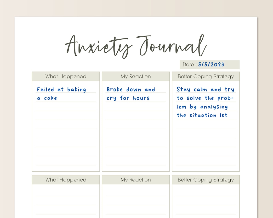Anxiety Journal Printable, Stress Relief Planner, Anxiety Relief ...