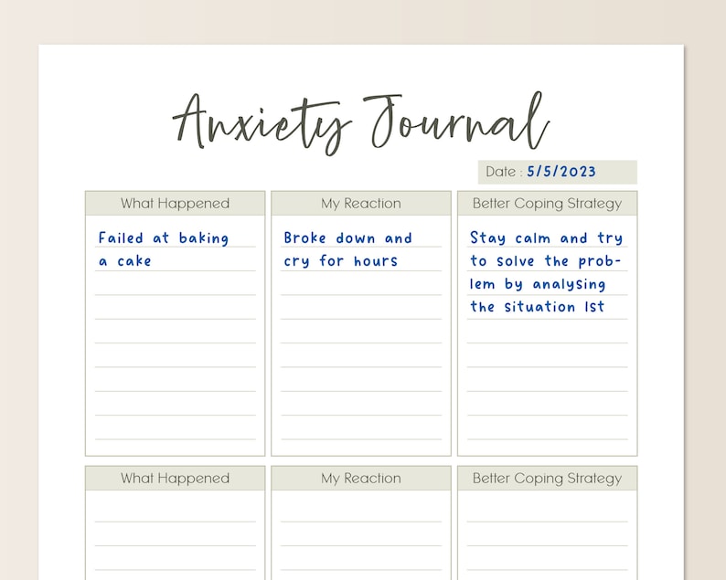 Anxiety Journal Printable, Stress Relief Planner, Anxiety Relief ...