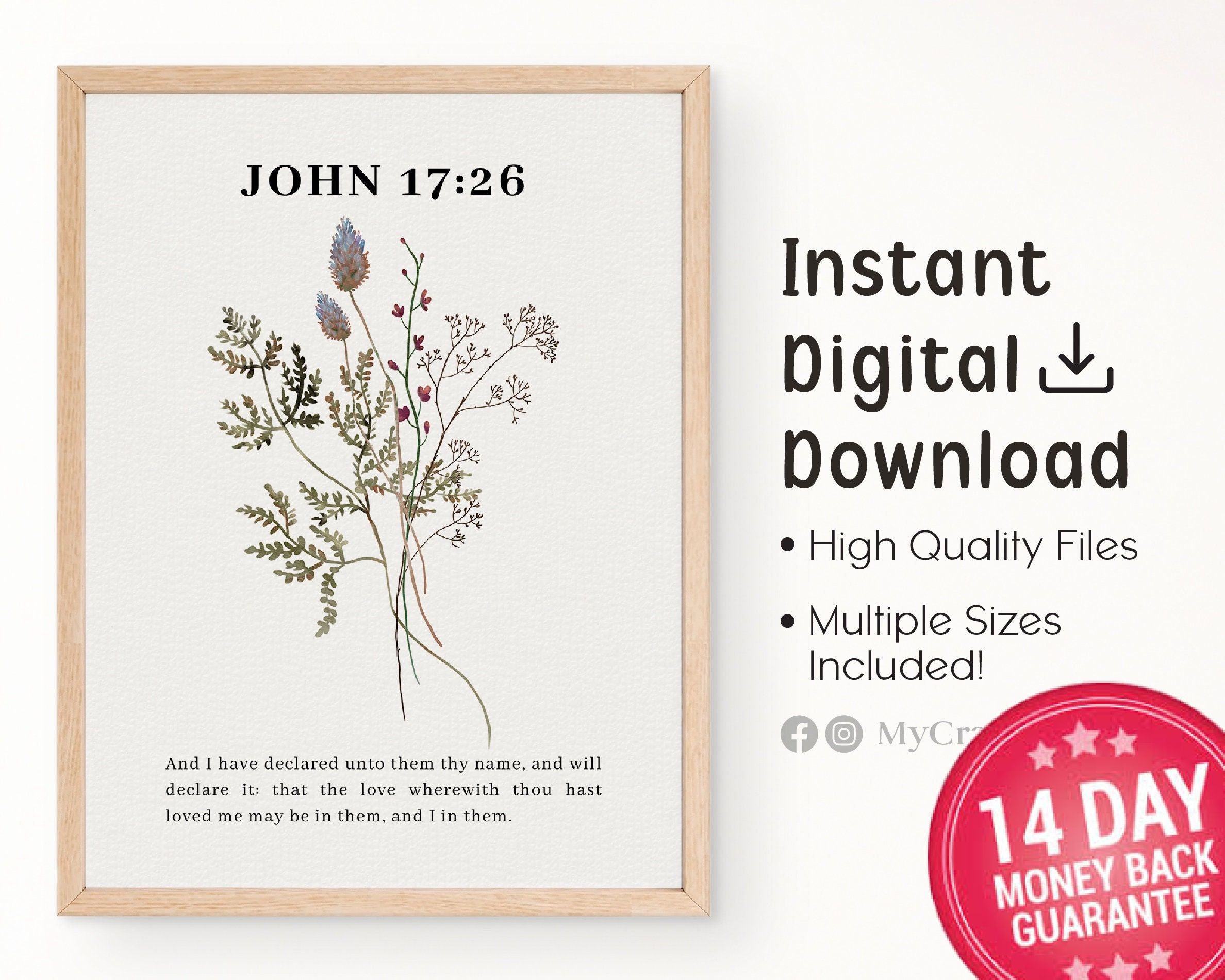 John 17:26 Bible Wall Art Printable Scripture Printable Wall - Etsy