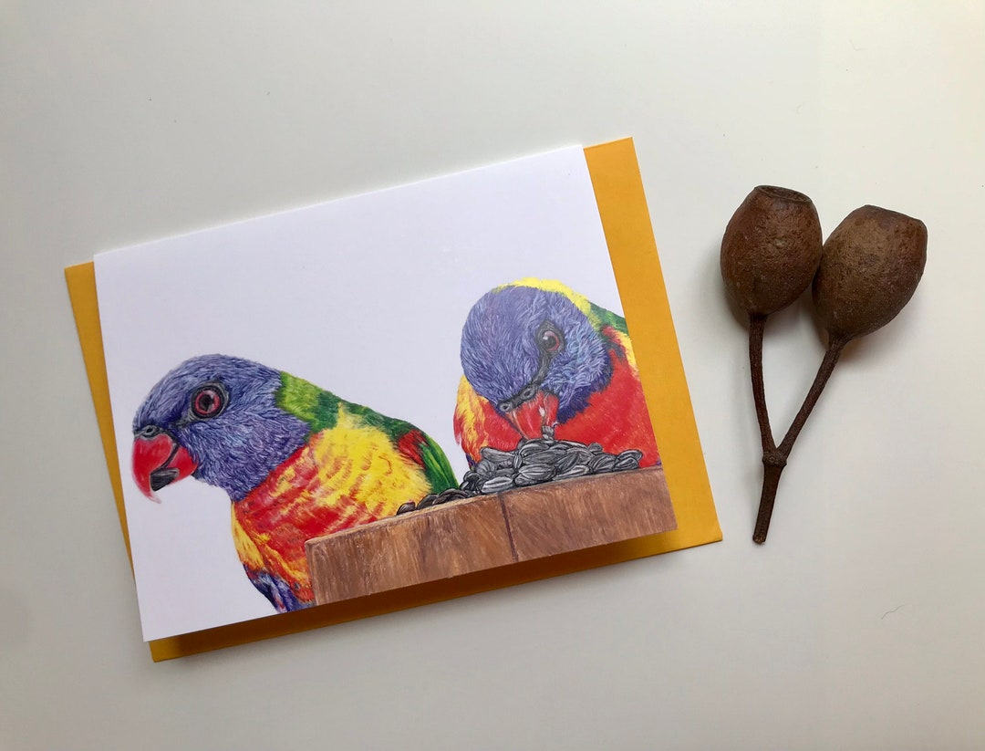 Rainbow Lorikeets Australian Native Bird Cards Blank - Etsy