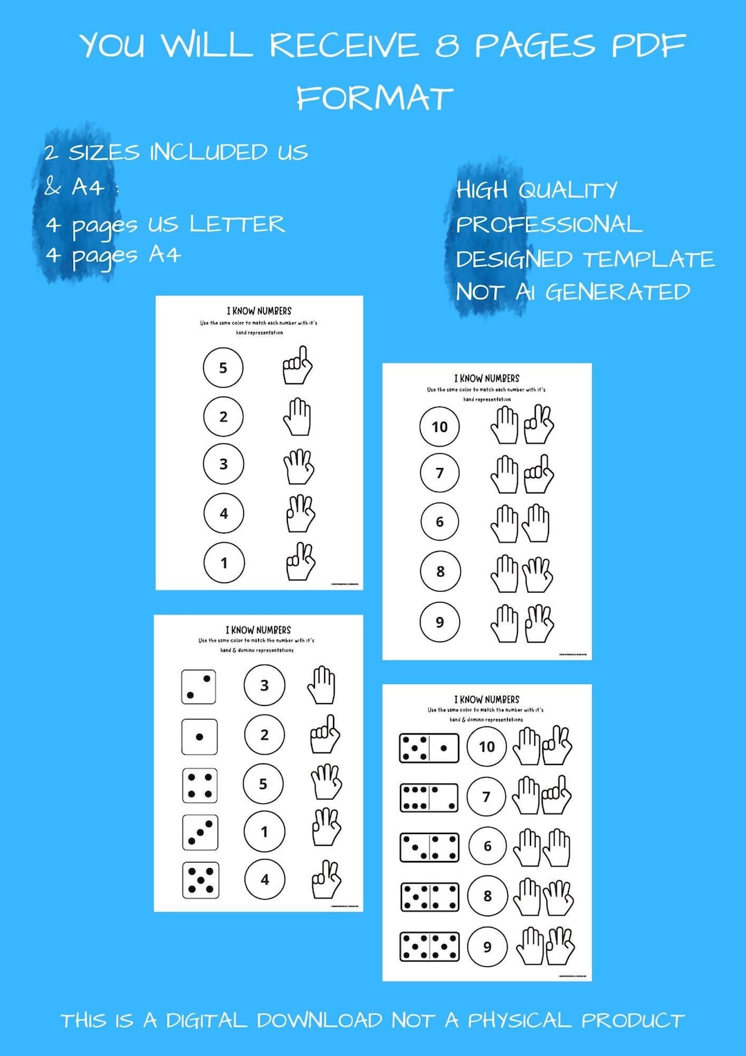 Number Matching Preschool Worksheets | Counting, Recognition, Fine ...