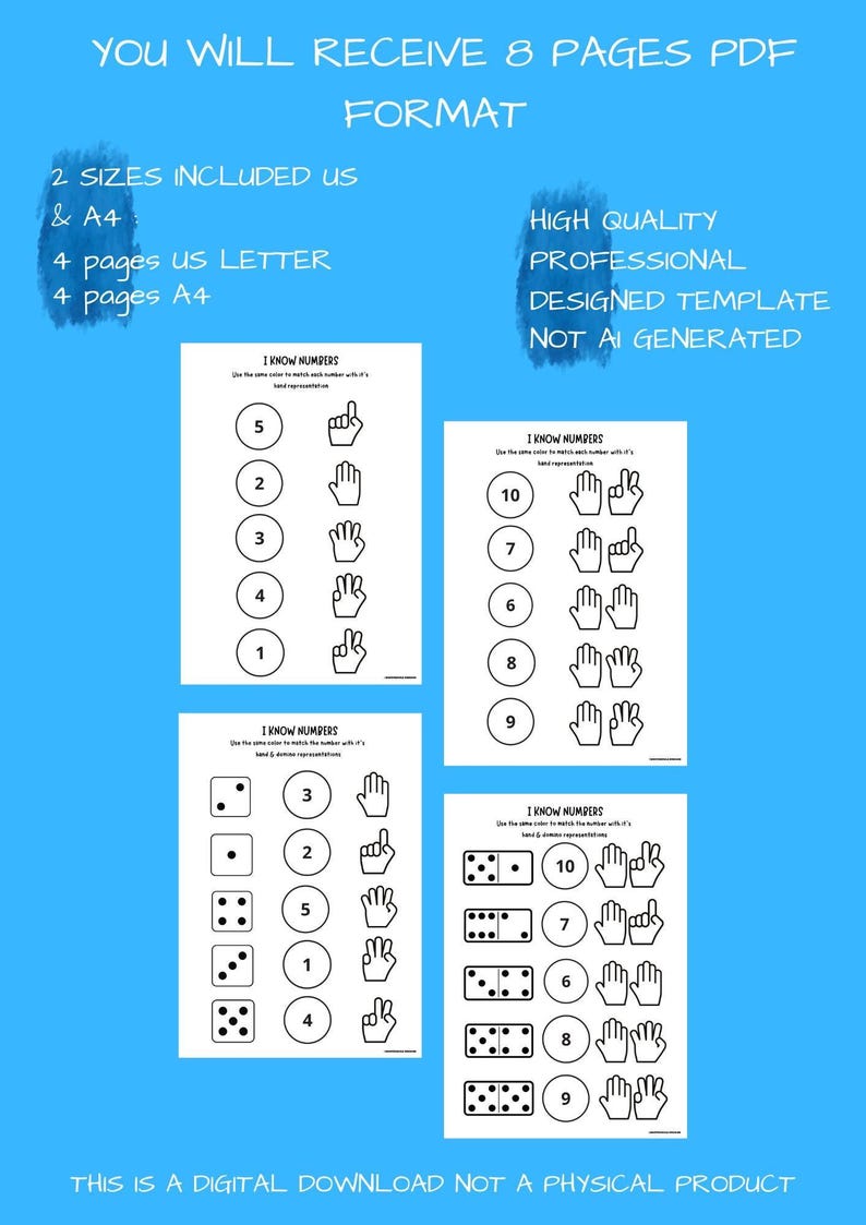 Number Matching Preschool Worksheets | Counting, Recognition, Fine ...