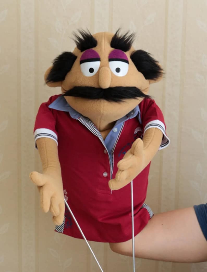 Custom Professional Hand Puppet Ventriloquist Puppet Dude With Mustache ...