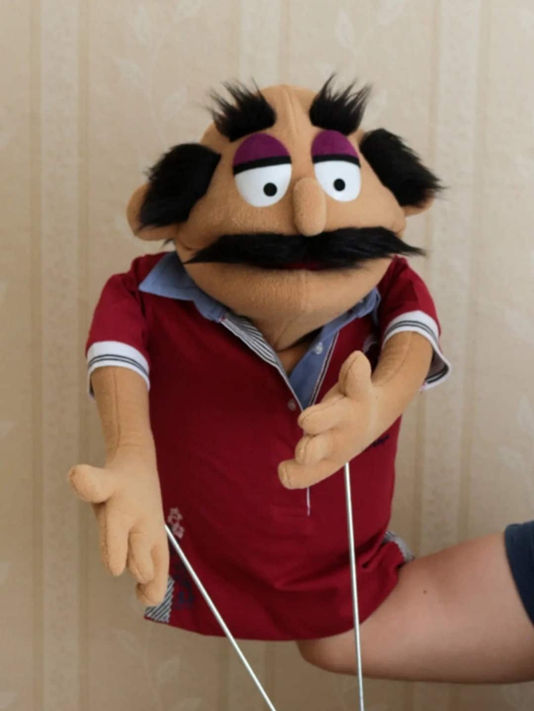 Custom Professional Hand Puppet Ventriloquist Puppet Dude With Mustache ...