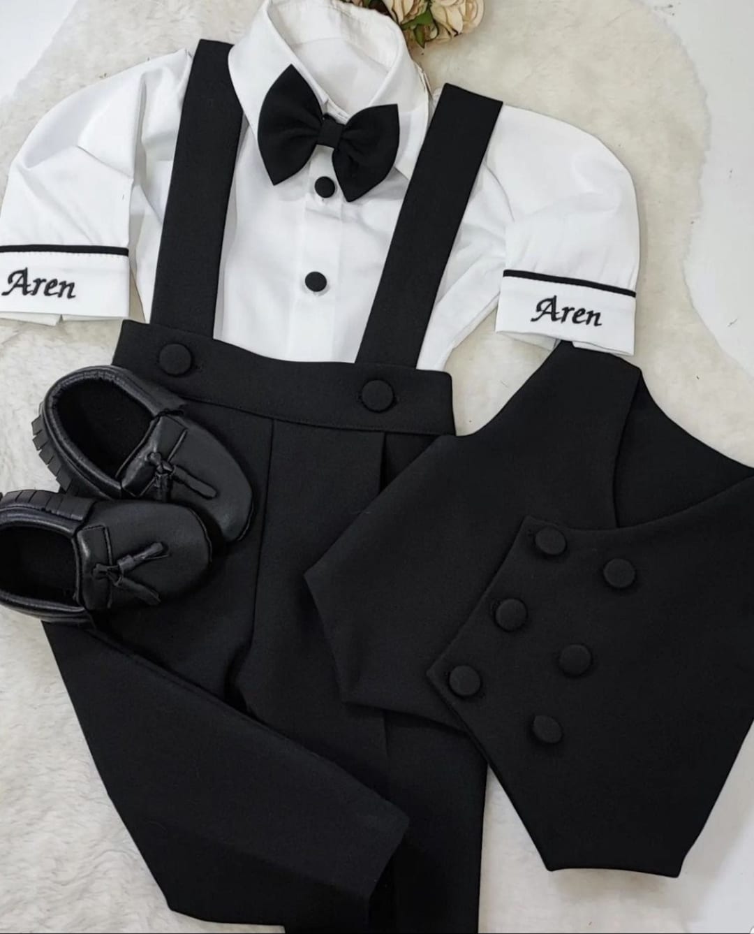 Personalized Boys 5 Pieces Black Ring Bearer Suit Set Boys Custom ...