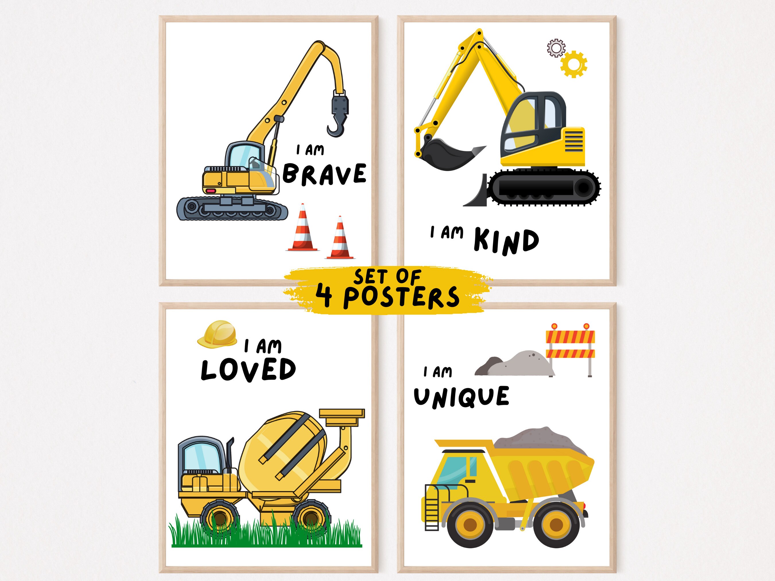 Daily Affirmations, Printable Kids Wall Art, Construction Wall Art ...