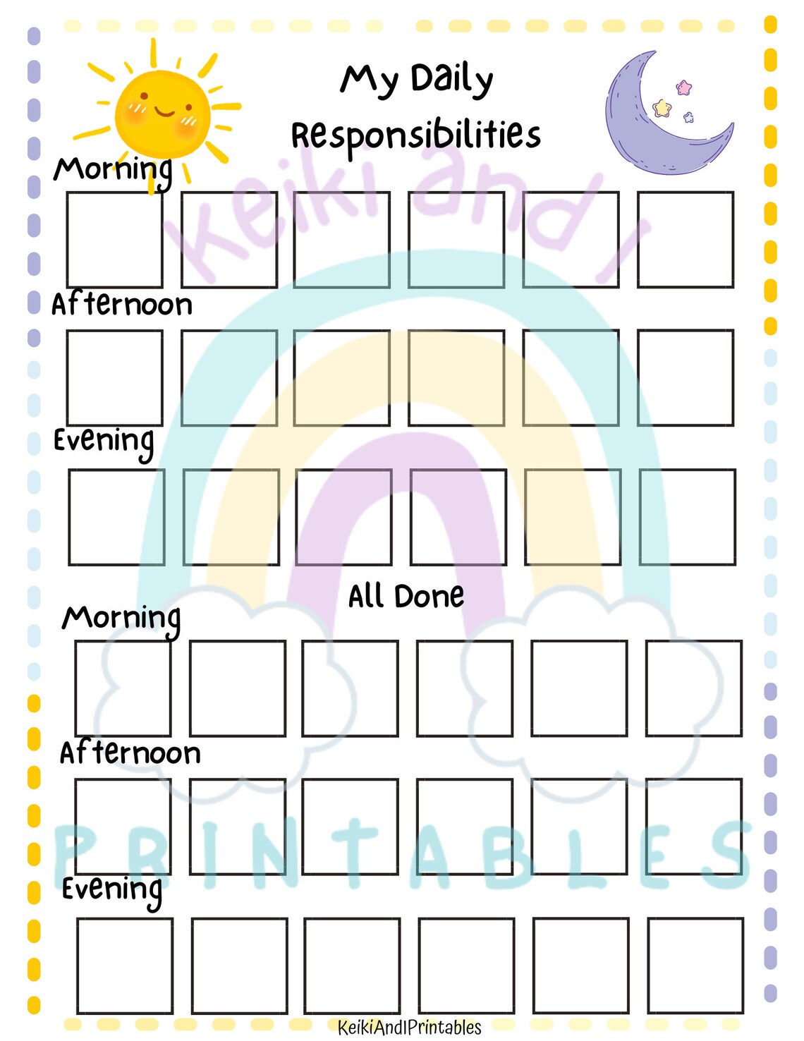 Daily Responsibilities Chore Chart, Kids to Do List, Daily Routine ...