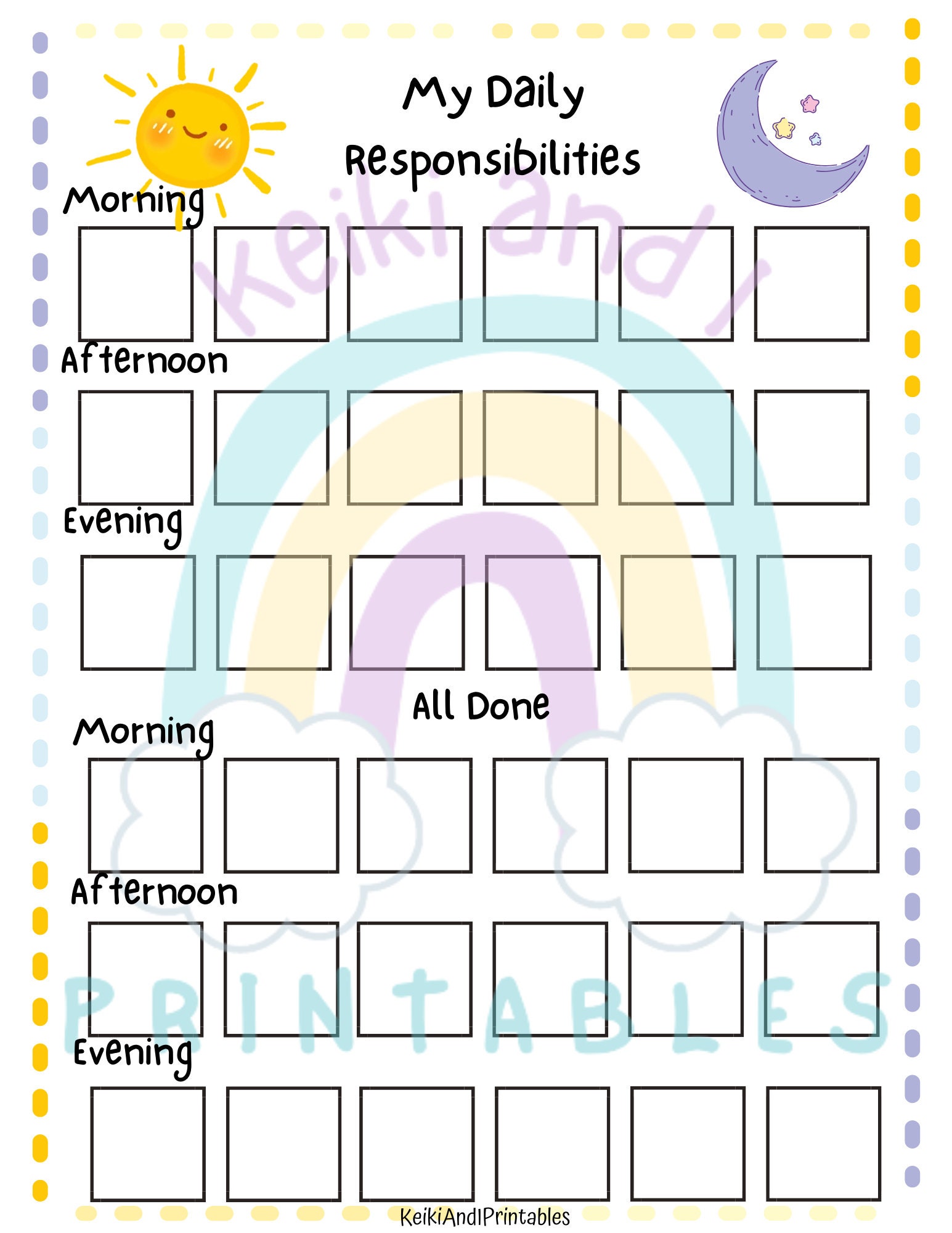 Daily Responsibilities Chore Chart, Kids to Do List, Daily Routine ...