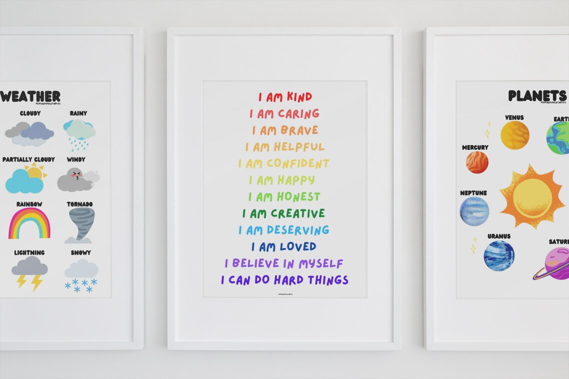 Kids Educational Poster Bundle, Playroom Wall Art, Kids Printable Wall ...