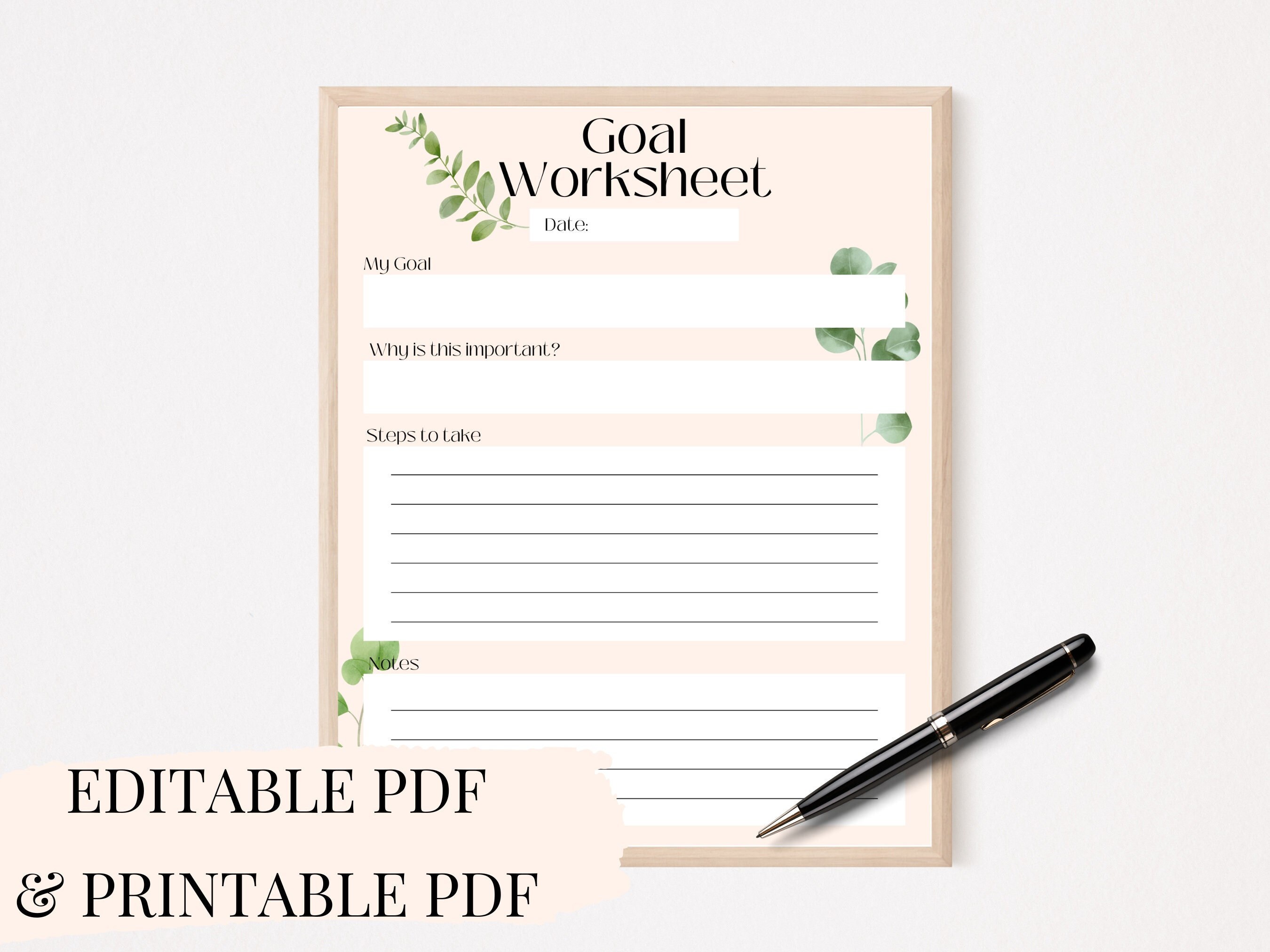 Editable Goal Tracker, Goal Worksheet, Goal Planner, Printable Vision ...