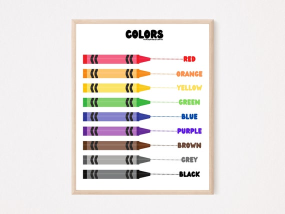 Kids Educational Poster Learn the Colors Kids Learning | Etsy