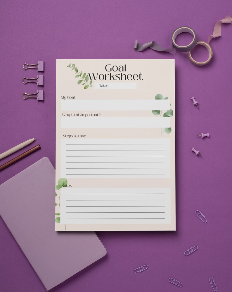 Editable Goal Tracker, Goal Worksheet, Goal Planner, Printable Vision ...