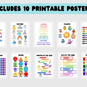 Kids Educational Poster Bundle, Playroom Wall Art, Kids Printable Wall ...