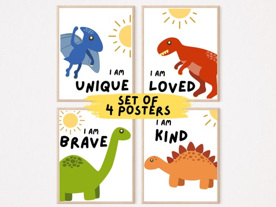 Kids Wall Art Affirmations for Kids Dinosaur Nursery | Etsy