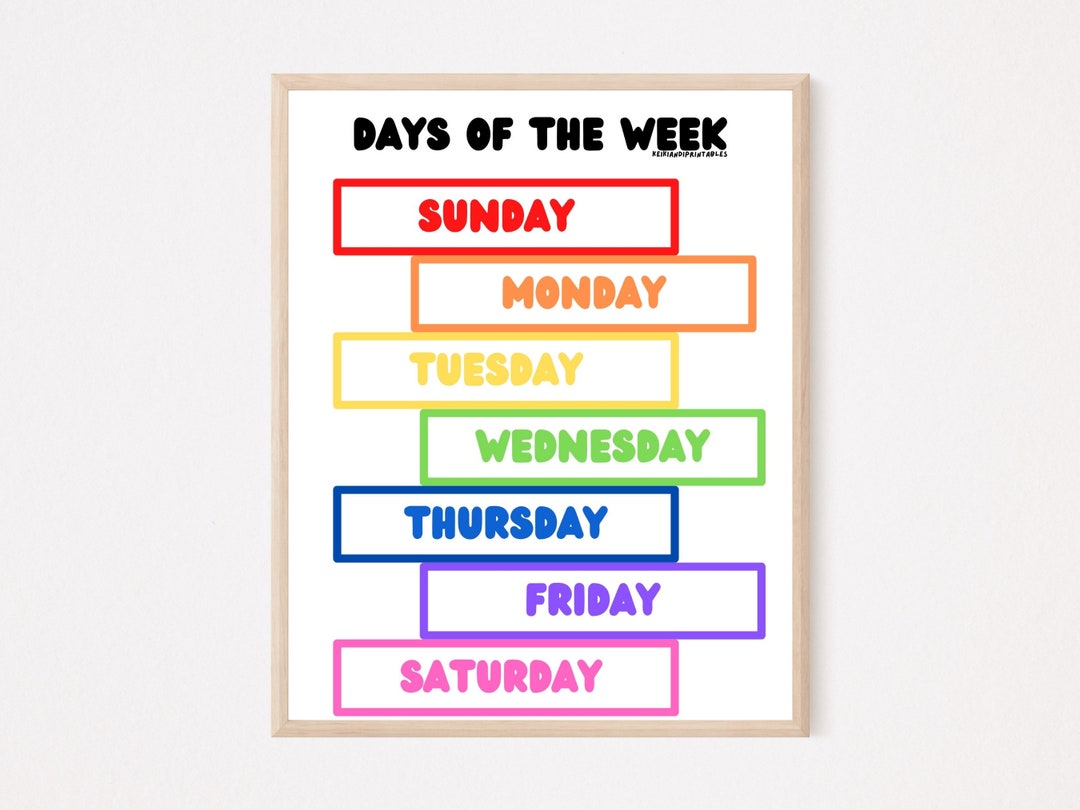 Days of the Week Poster, Homeschool Posters, Printable Learning Posters ...