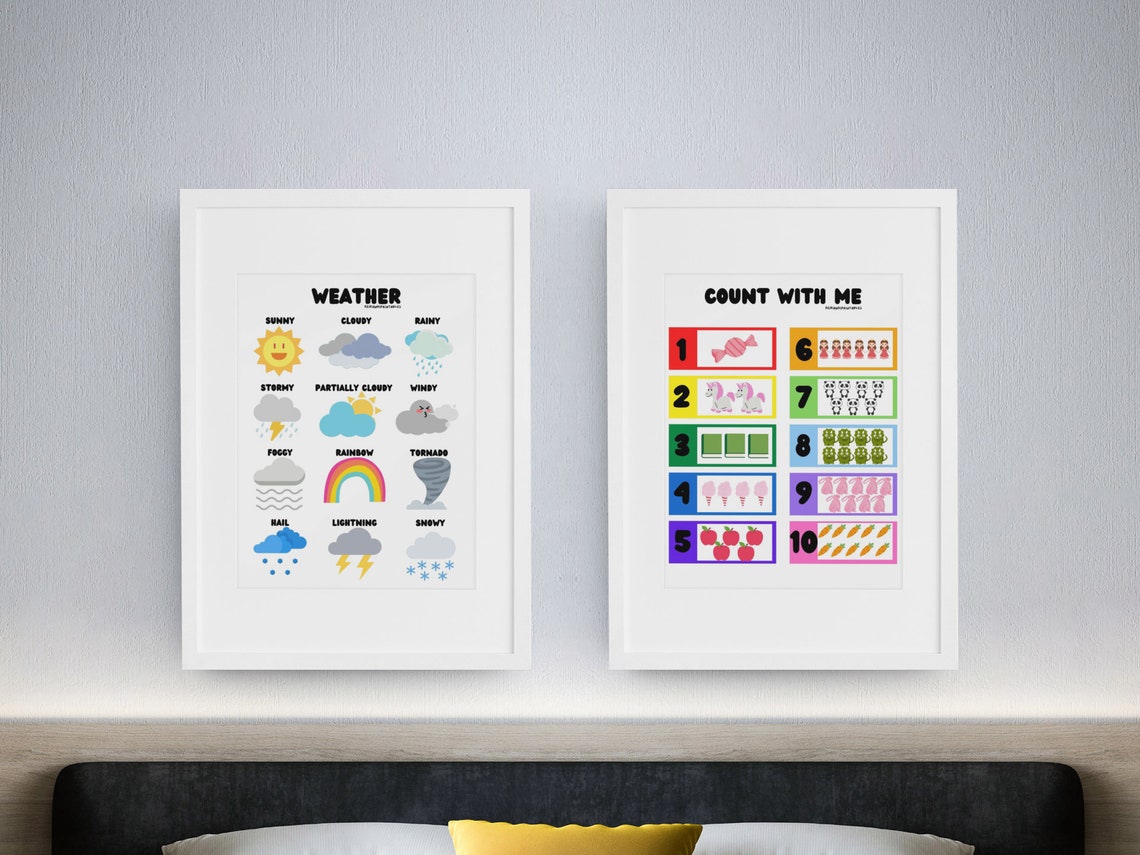 Kids Educational Poster Bundle, Playroom Wall Art, Kids Printable Wall ...