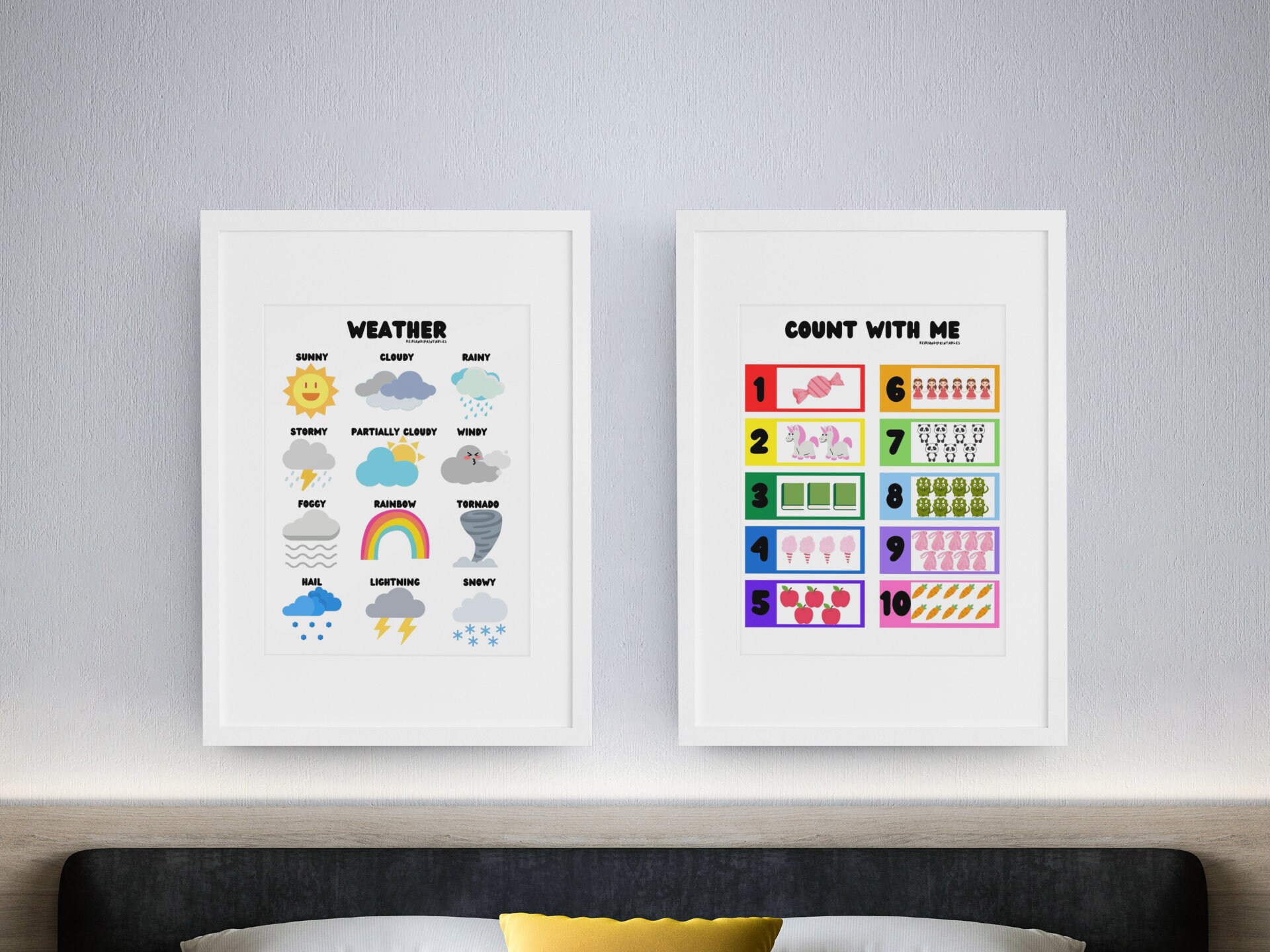 Kids Educational Poster Bundle, Playroom Wall Art, Kids Printable Wall ...