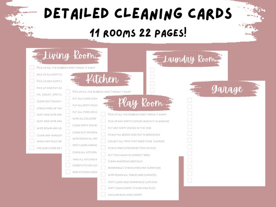 Printable Cleaning Cards Kids Cleaning Card Cleaning | Etsy