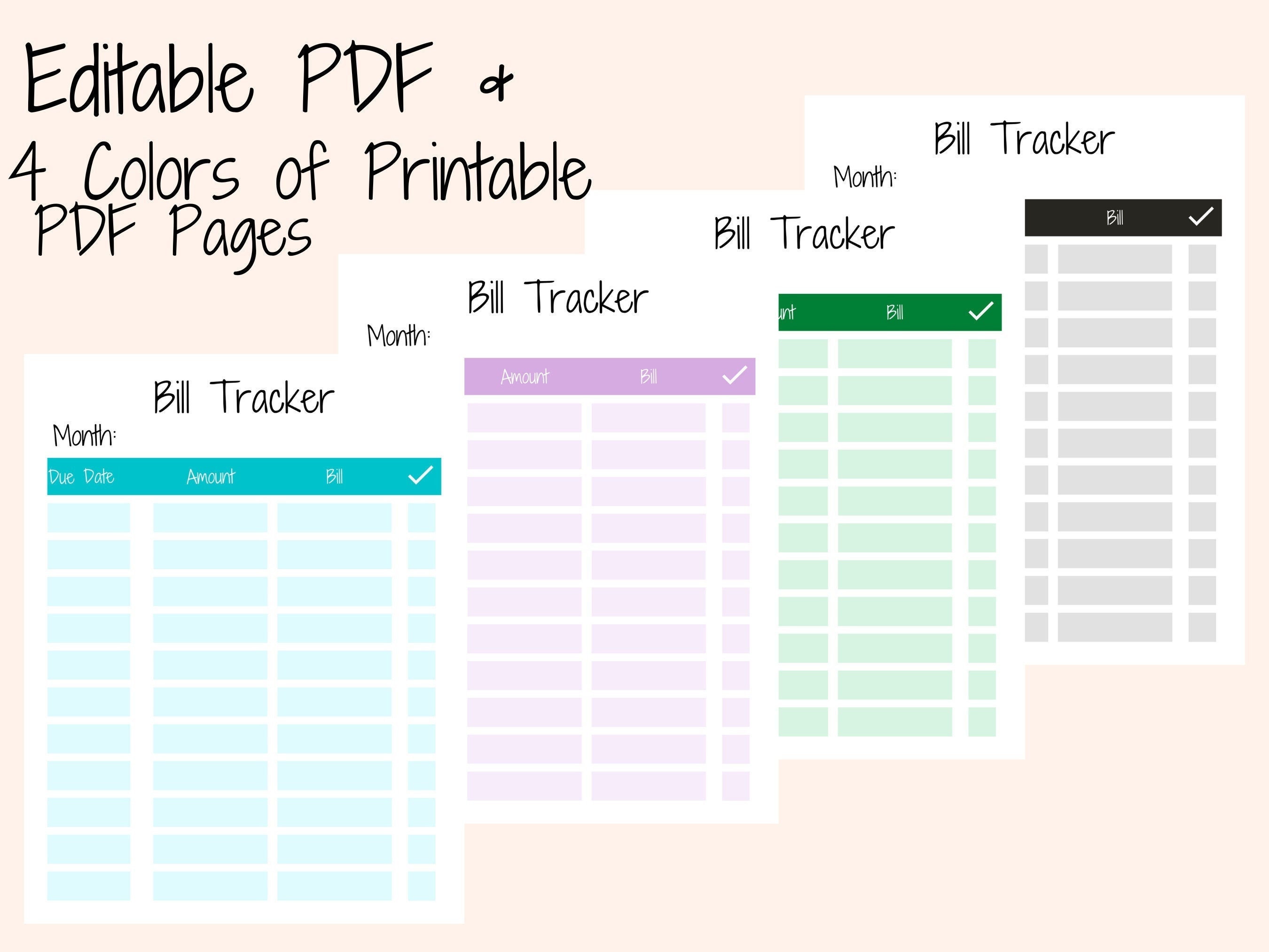Bill Tracker, Digital Bill Tracker, Printable Monthly Bill Tracker ...