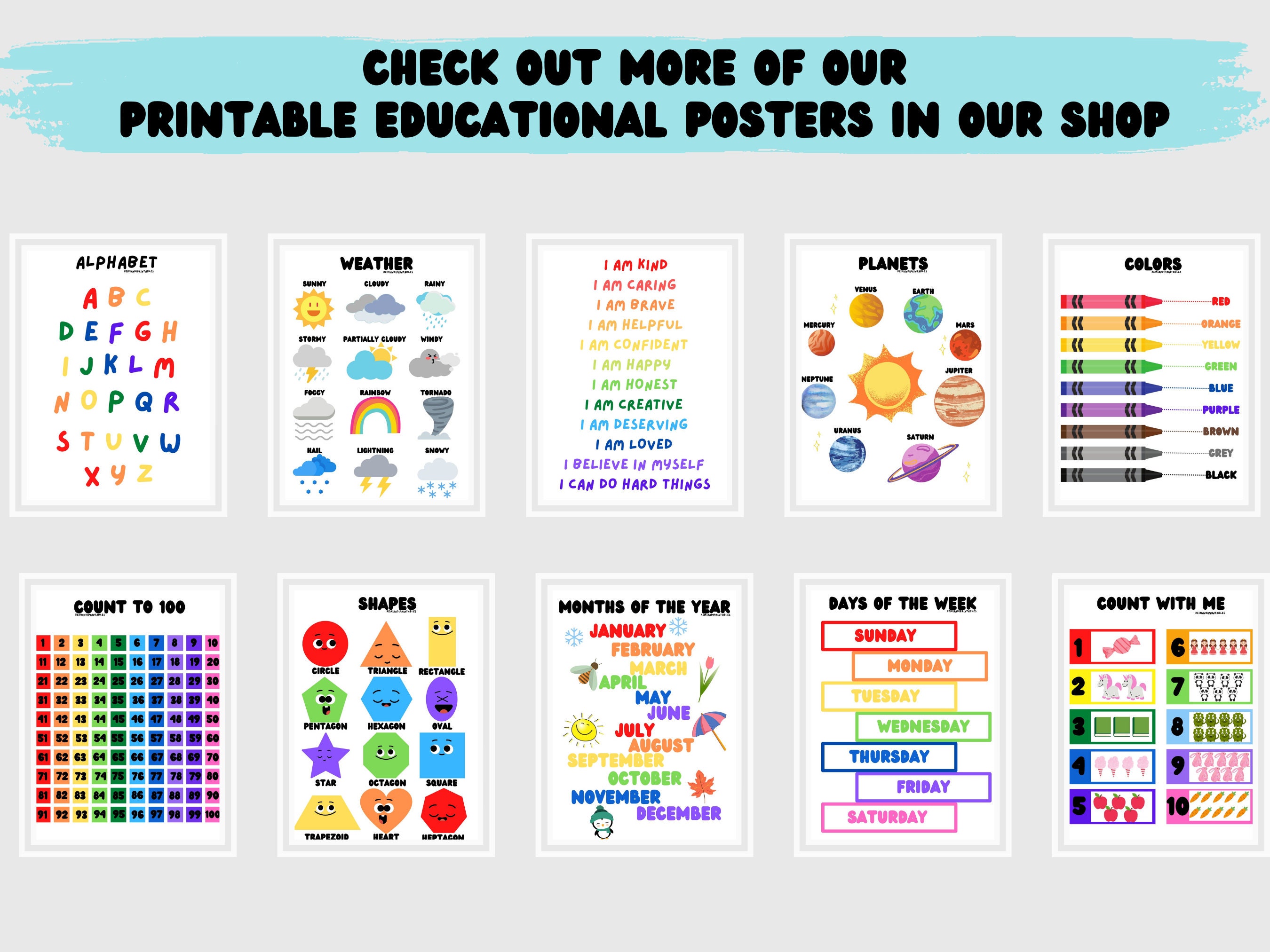 Alphabet Poster, Kids Educational Poster, Kids Learning Poster ...