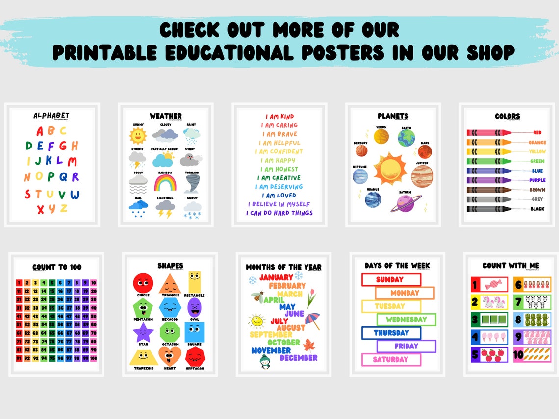 Kids Educational Poster, Learning Posters, Homeschool Poster, Printable ...