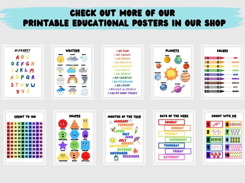 Kids Educational Poster, Learning Posters, Homeschool Poster, Printable ...