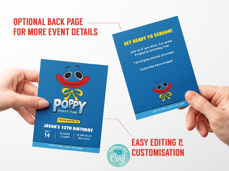Poppy Playtime Smile Birthday Invitation Poppy Playtime Party Poppy ...