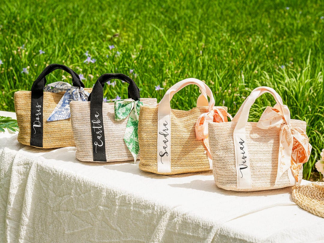 Personalized Beach Bag,custom Burlap Tote Bag,custom Straw Bags,bridal ...