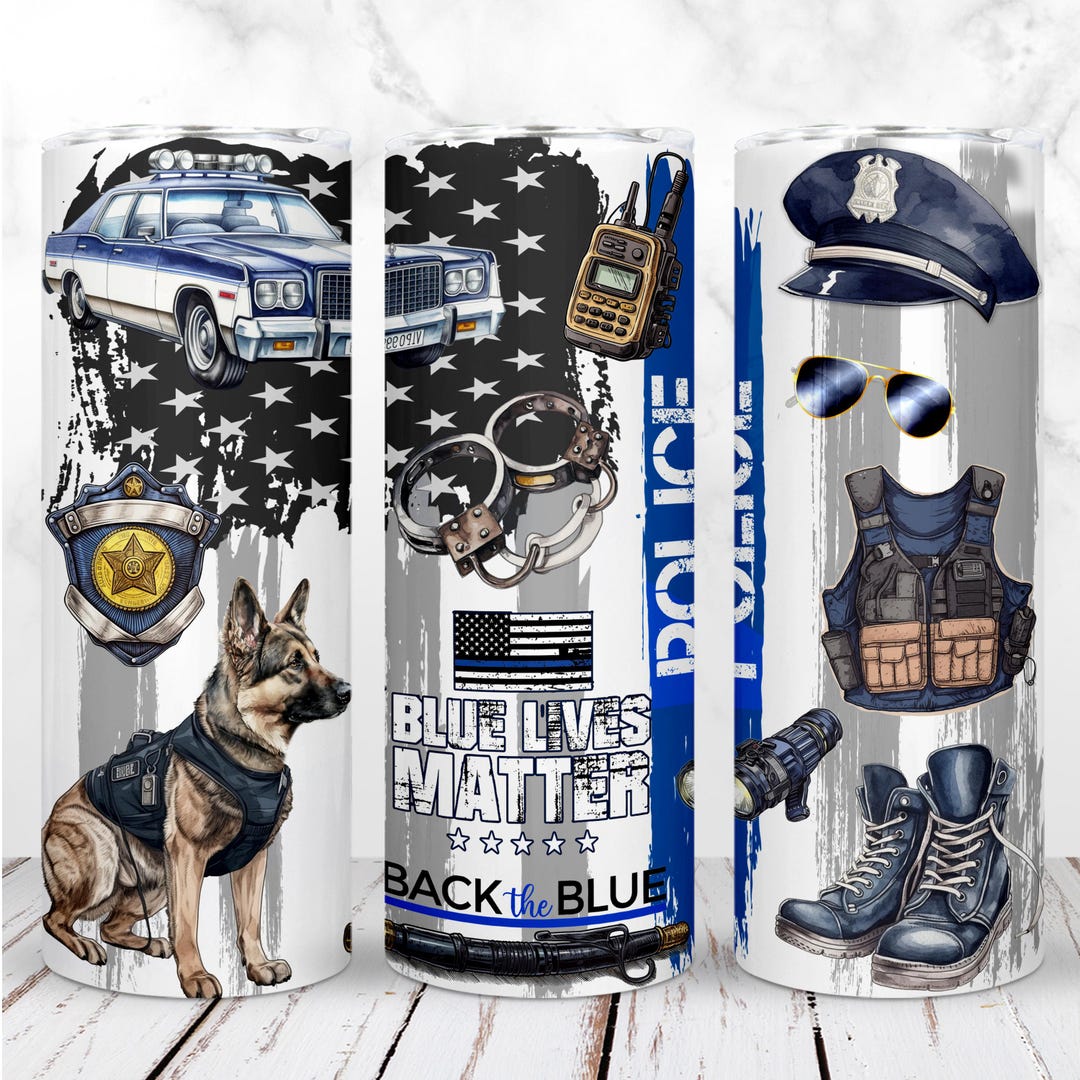 Police Flag Blue Line Police K-9 Dog Tumbler Wrap PNG 20oz Skinny ...