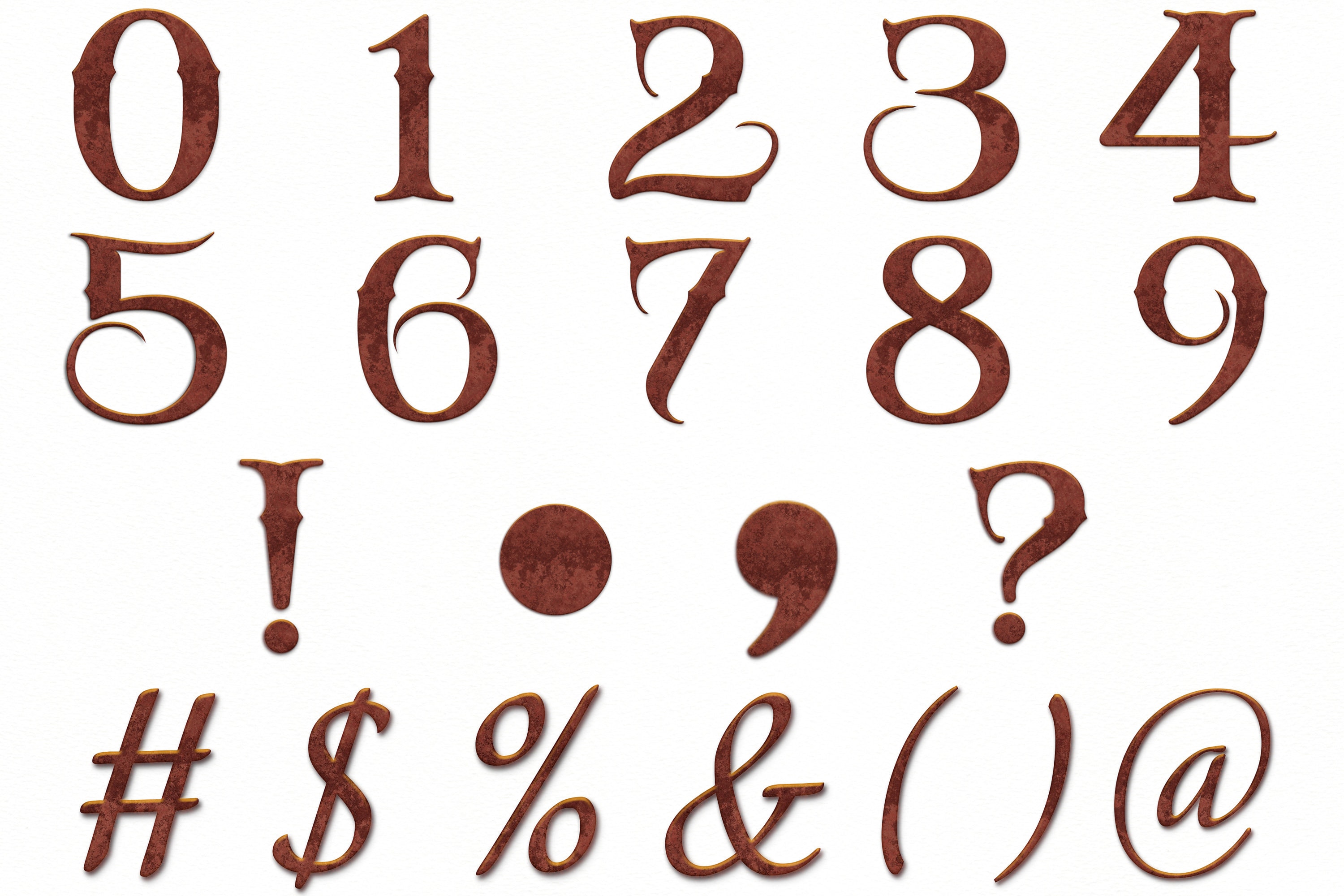 Old English Alphabet Letters and Numbers Rusty Metal Latin Alphabet A ...