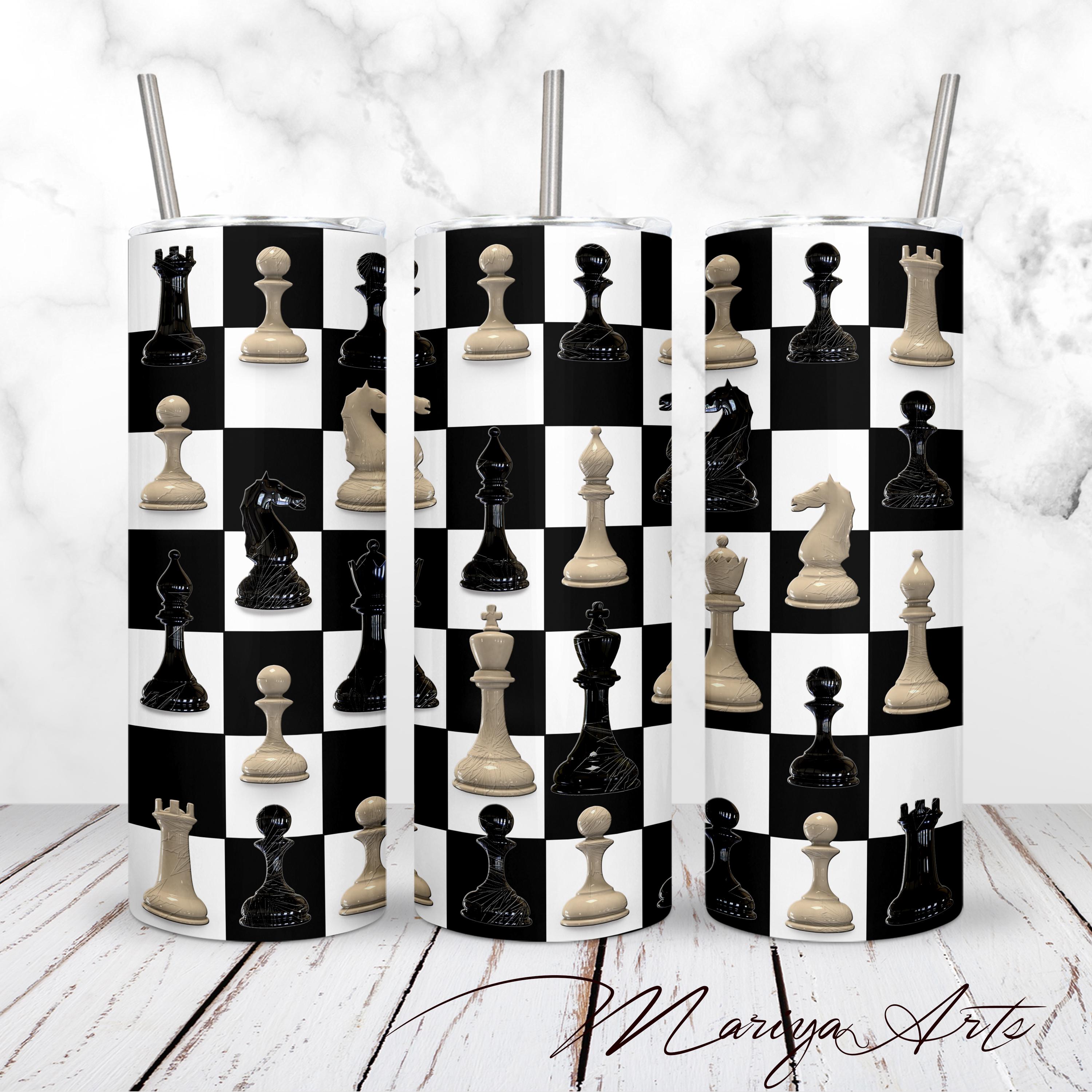 Chess Tumbler Wrap PNG Game Chess Pieces Seamless 20oz Skinny Tumbler ...