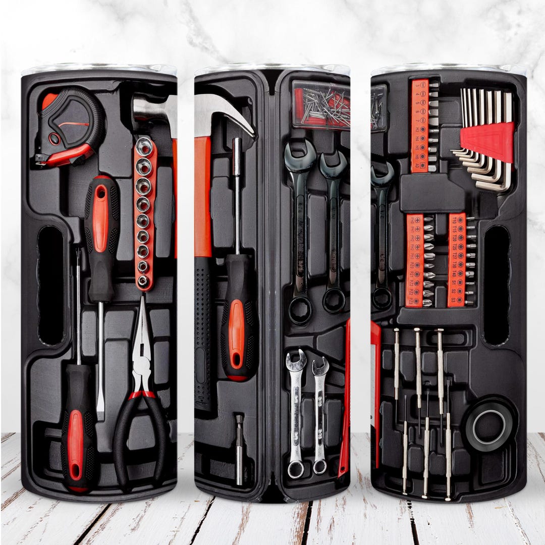 Tool Box Tumbler Wrap 20 Oz Skinny Tumbler Mechanic Handyman Tools ...