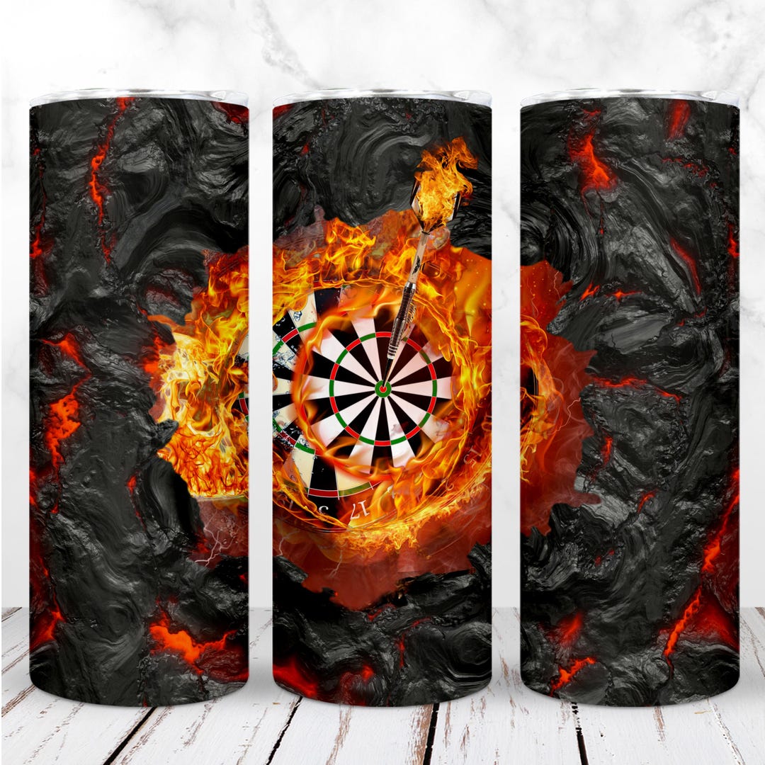 Darts Tumbler Wrap PNG 20oz Skinny Tumbler Flaming Dart Board Jogo de ...