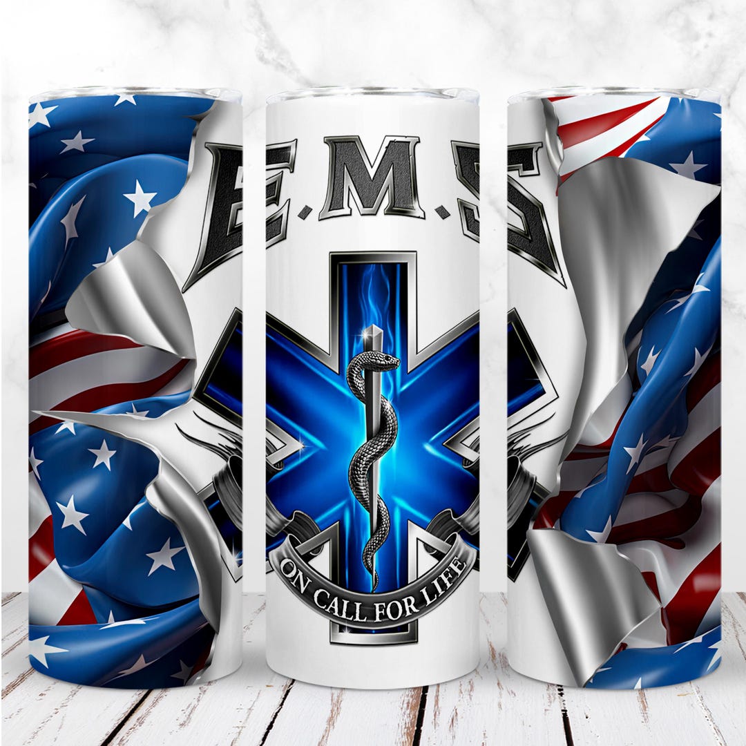 EMS American Paramedic USA Flag Tumbler Wrap PNG 20oz Skinny Tumbler ...