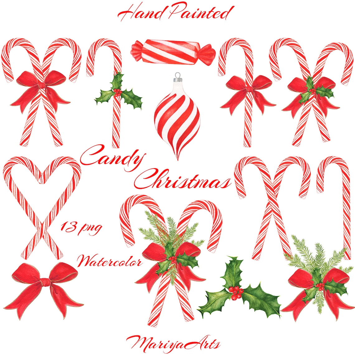 Candy Cane Christmas, Candy Clipart PNG, Candy Cane With Bow, Christmas ...