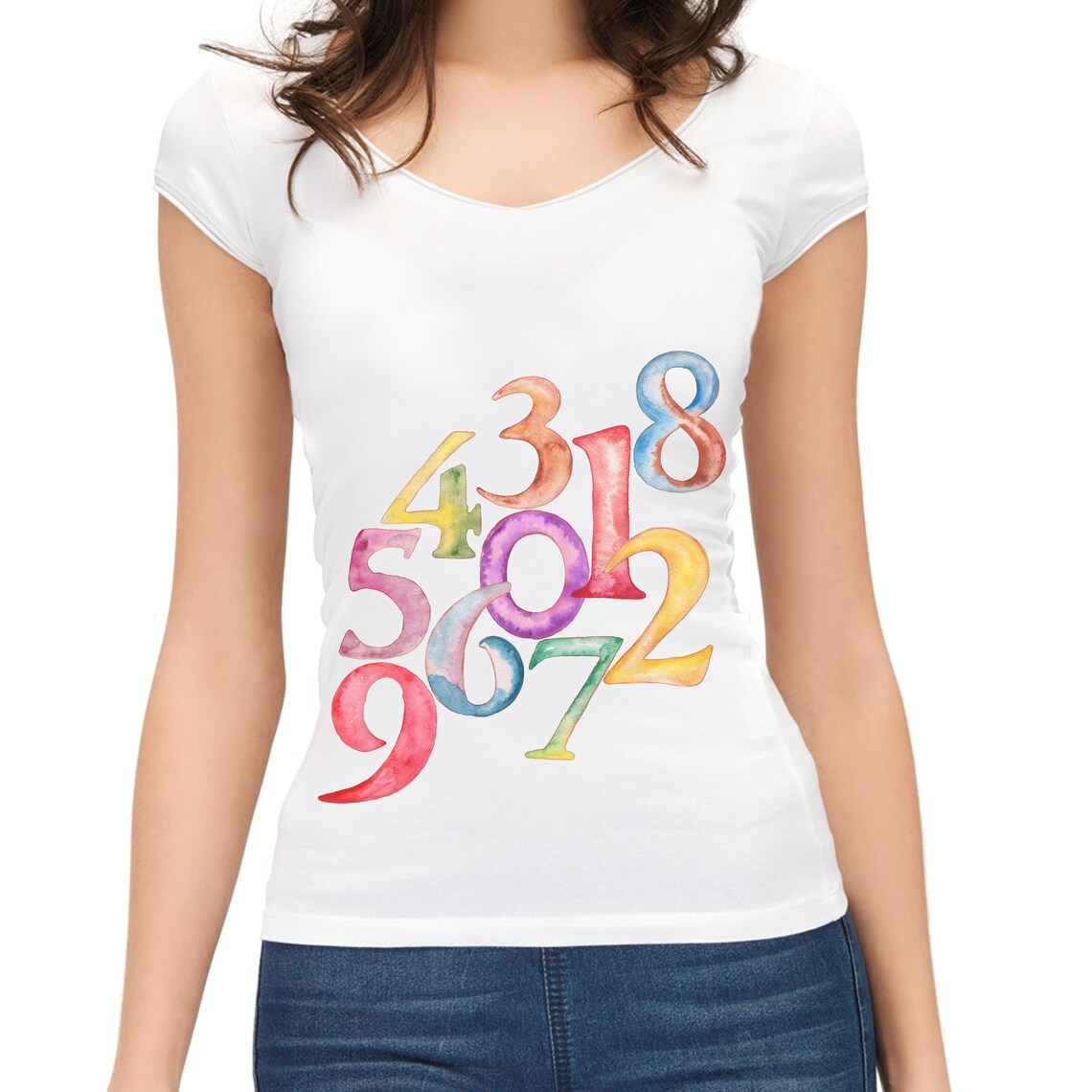 Watercolor Numbers Clipart, Rainbow Numbers, Colorful Illustrations ...