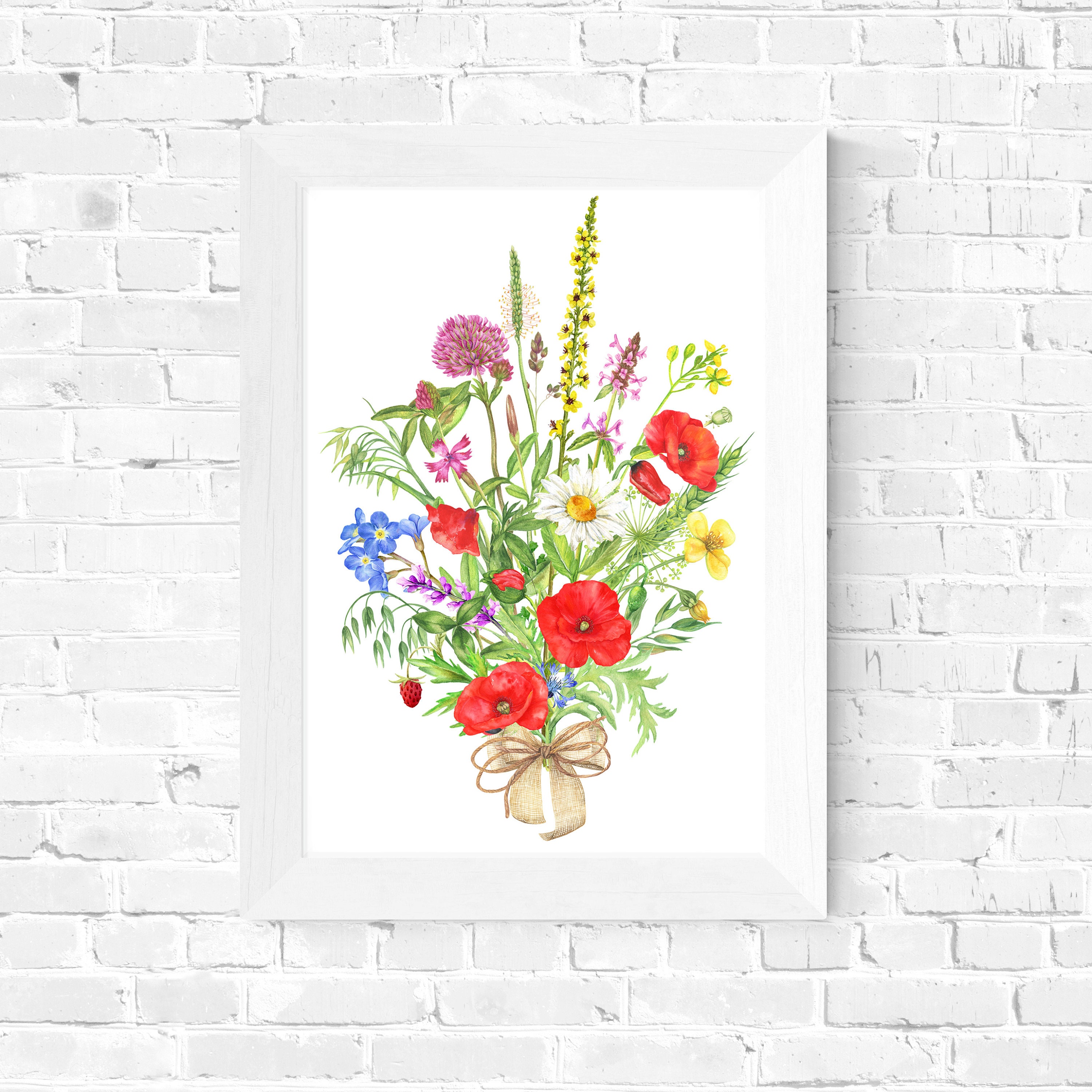 Meadow Flowers Watercolor Clipart Wild Meadow Flowers Bouquet - Etsy