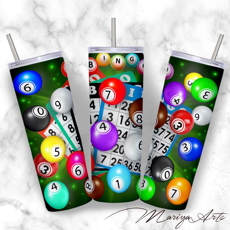 Bingo Tumbler Wrap PNG 20oz Skinny Tumbler Sublimation Design Bingo ...