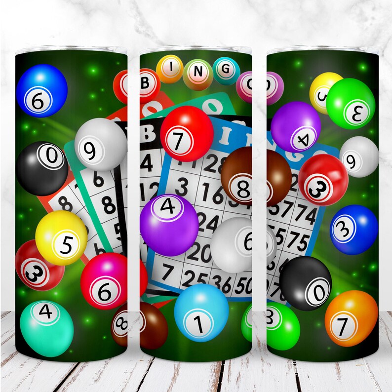 Bingo Tumbler Wrap PNG 20oz Skinny Tumbler Sublimation Design Bingo ...
