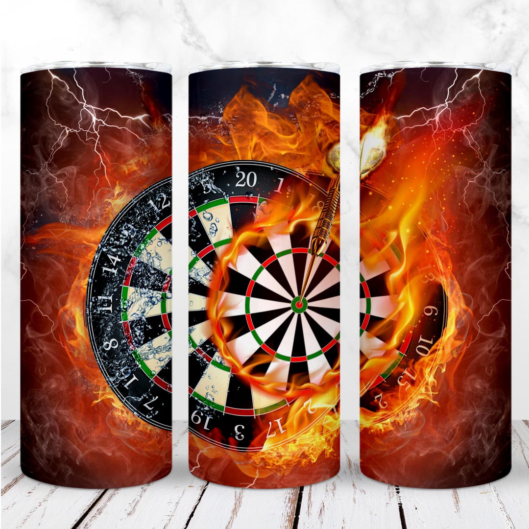 Darts Tumbler Wrap PNG 20oz Skinny Tumbler Flaming Dart Board ...